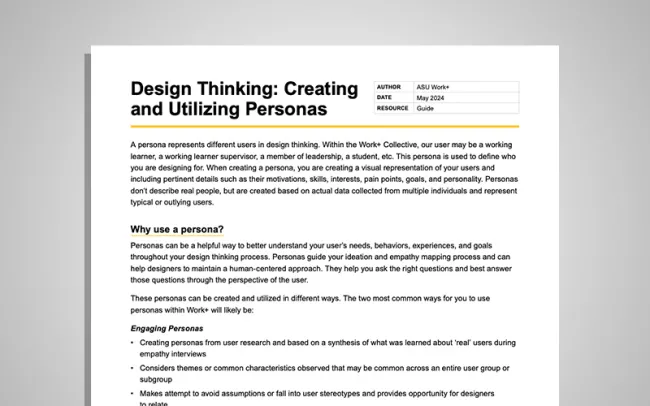 Design Thinking: Creating and Utilizing Personas